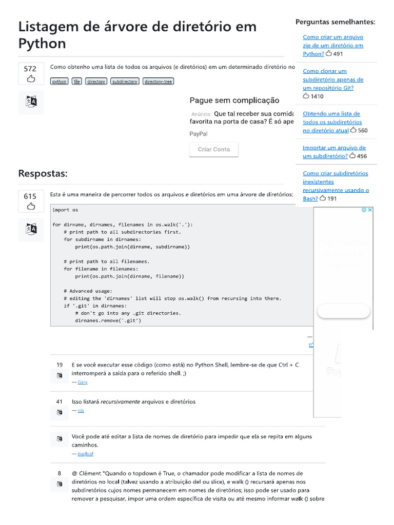 Arvore de Diretorio em Python | PDF