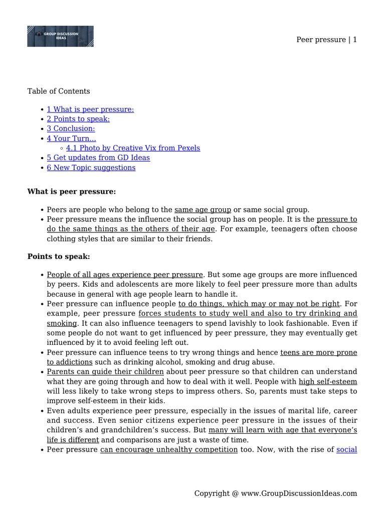 Peer Pressure | PDF | Adolescence | Human Life Stages
