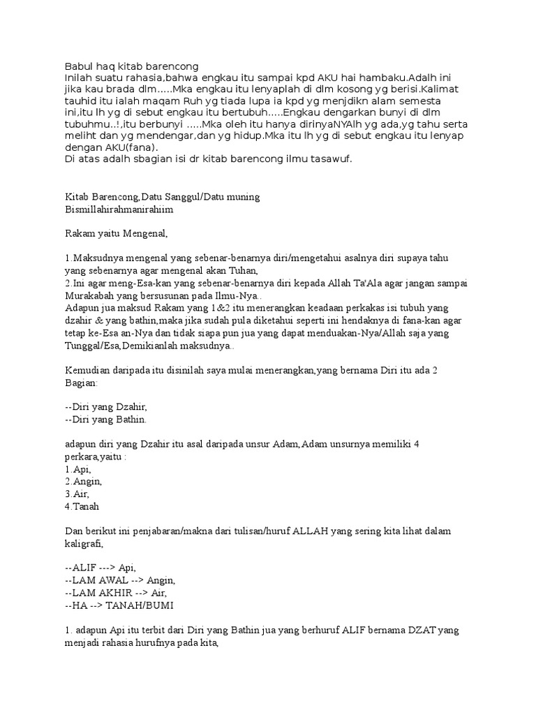 Babul Haq Kitab Barencong PDF Free | PDF | Filsafat | Kajian Bahasa Asing