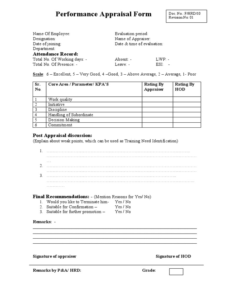 Sop - Performance Apprasial | PDF | Performance Appraisal | Behavioural Sciences