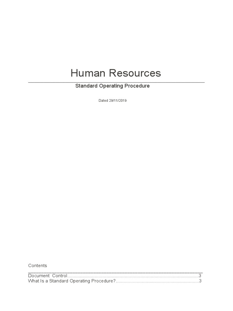 Human Resources: Standard Operating Procedure | PDF | Recruitment ...