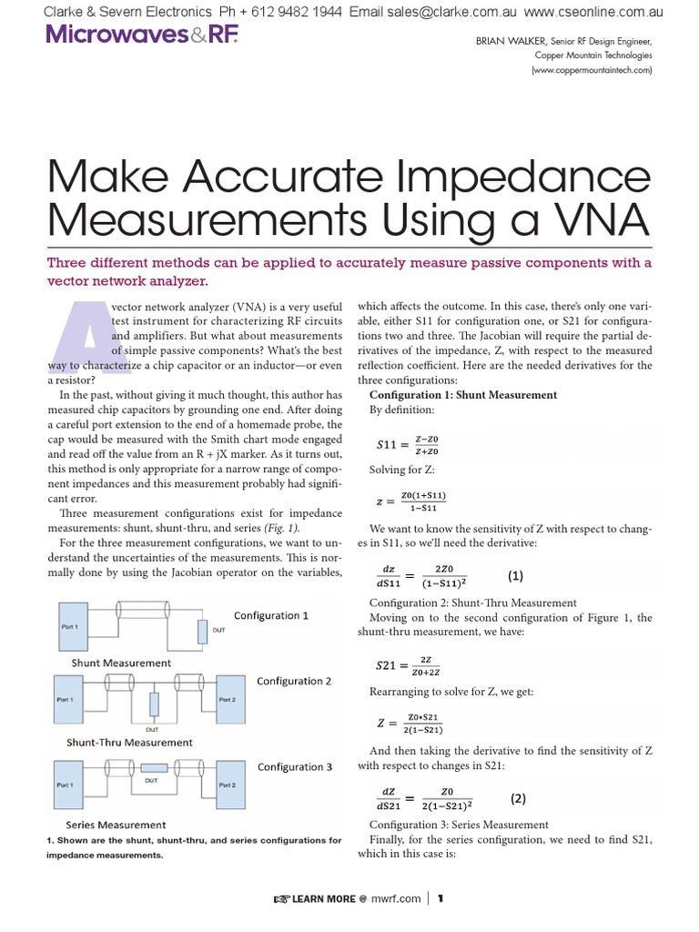 Make Accurate Impedance Measurements Using A VNA | PDF | Electrical ...