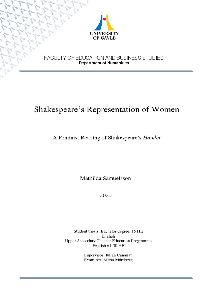 Feminist Analysis of Women in Hamlet | PDF | Hamlet | Gender Studies