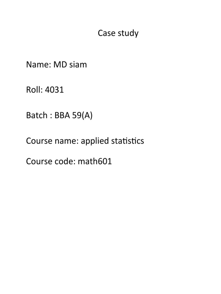 Case Study Applied Statistics | PDF