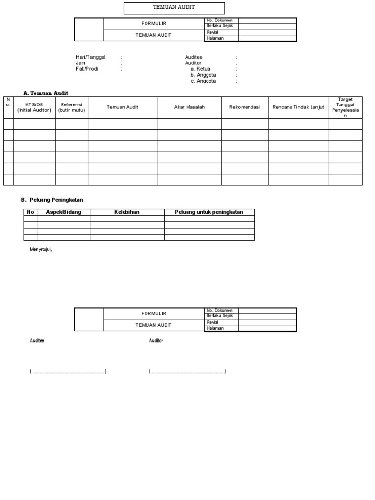 Contoh Form Temuan | PDF