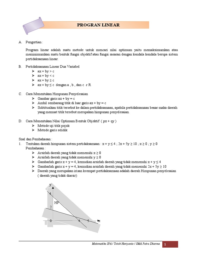 PROGRAN LINEAR Final | PDF | Metode & Bahan Ajar