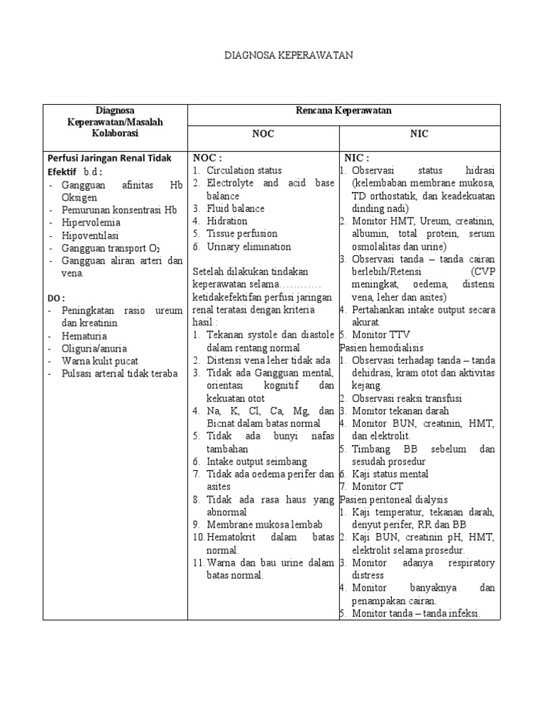 Perfusi Jaringan Renal Tidak Efektif | PDF