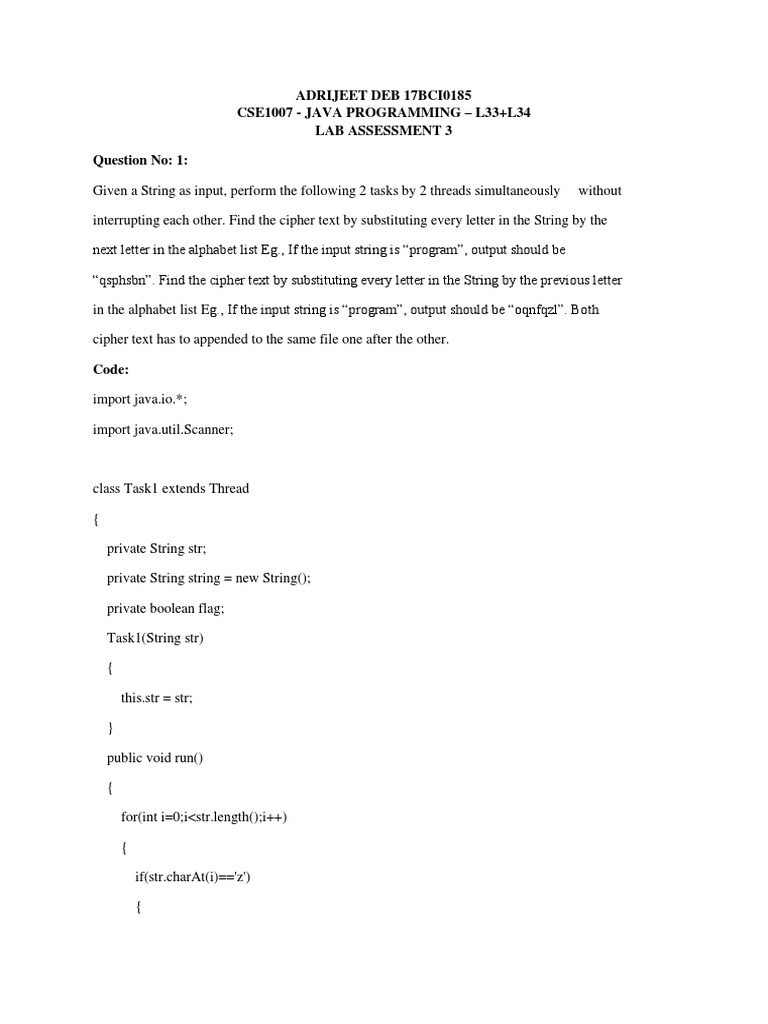 Adrijeet Deb 17bci0185 Cse1007 - Java Programming - L33+L34 Lab ...