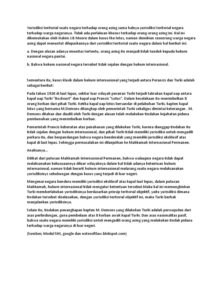 Yurisdiksi Teritorial dalam Kasus Lotus | PDF | Politik