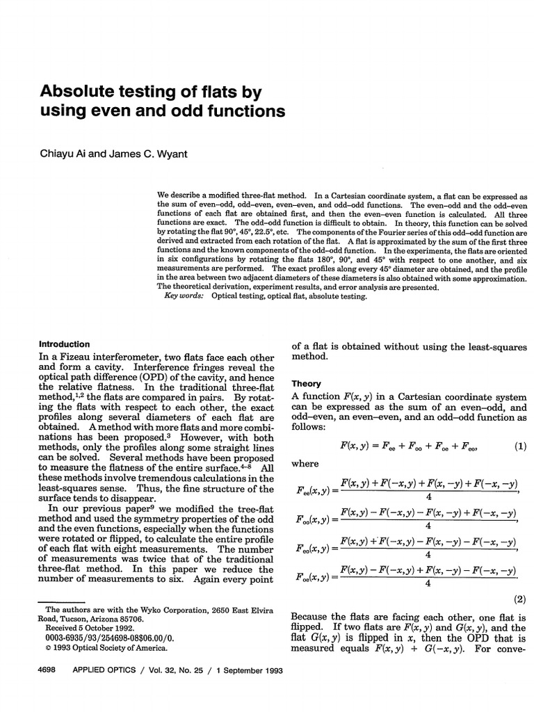 Absolute Testing of Flats | Descargar gratis PDF | Sine | Interferometry Absolute Testing of Flats | Descargar gratis PDF | Sine | Interferometry