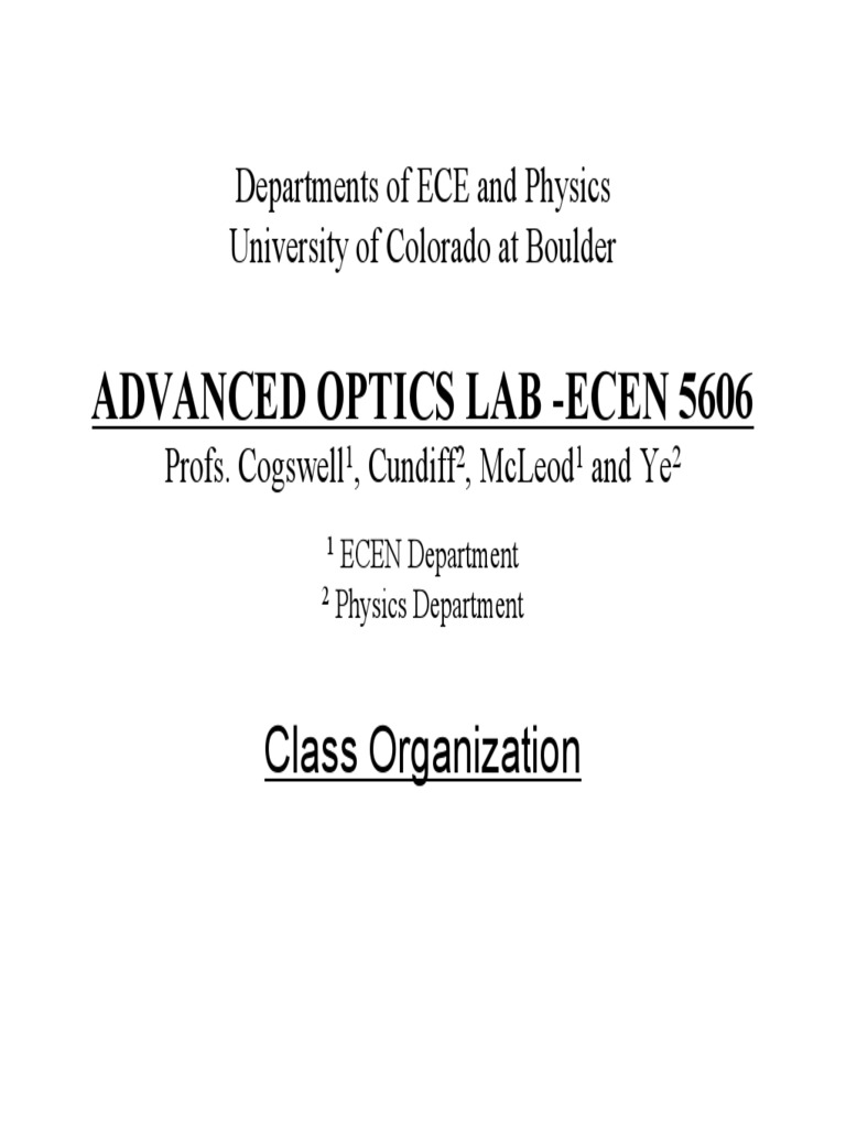 Advanced Optics Lab Lecture | PDF | Notebook | Computing