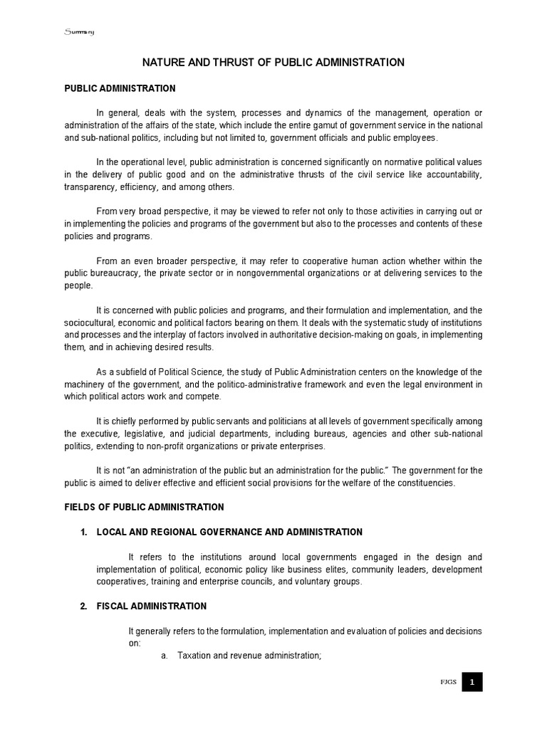 1 - Understanding Public Administration | PDF | Public Administration ...