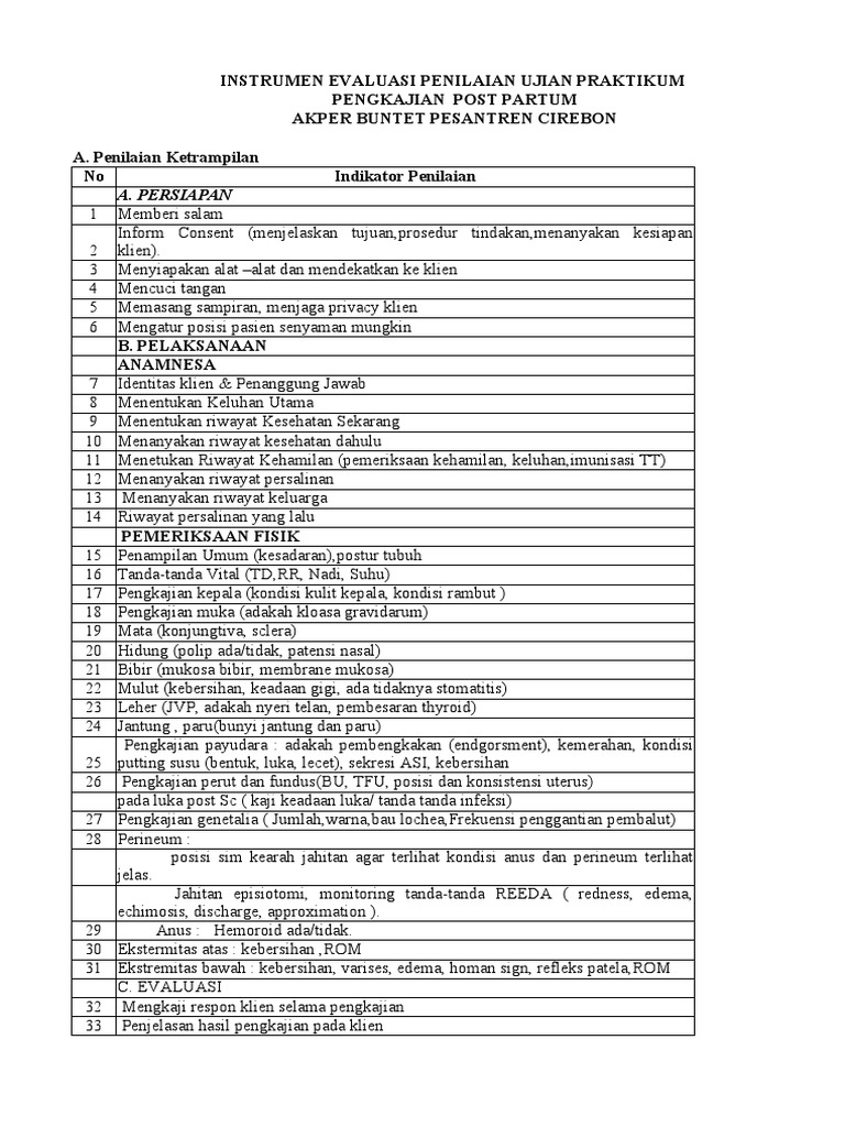 Format Pengkajian Postpartum Pdf