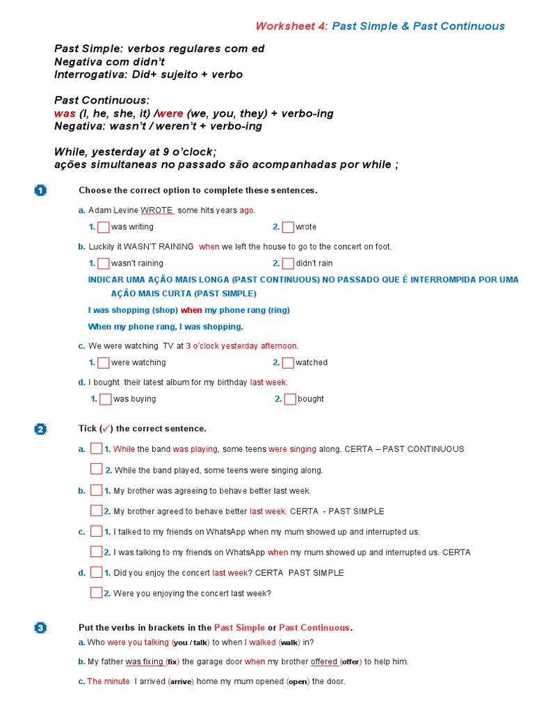 Past Simple vs. Past Continuous Worksheet | PDF | Art