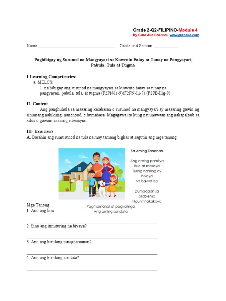 Grade 2 q2 Filipino Module 4 | PDF