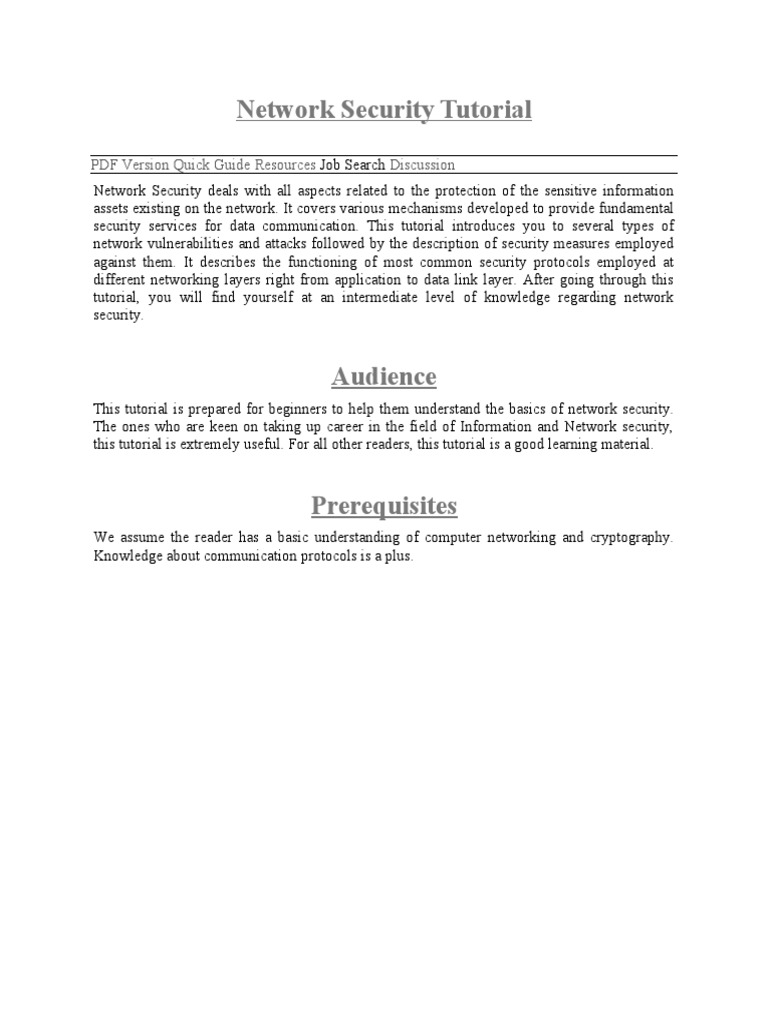 Network Security Tutorial | PDF | Transport Layer Security | Domain ...