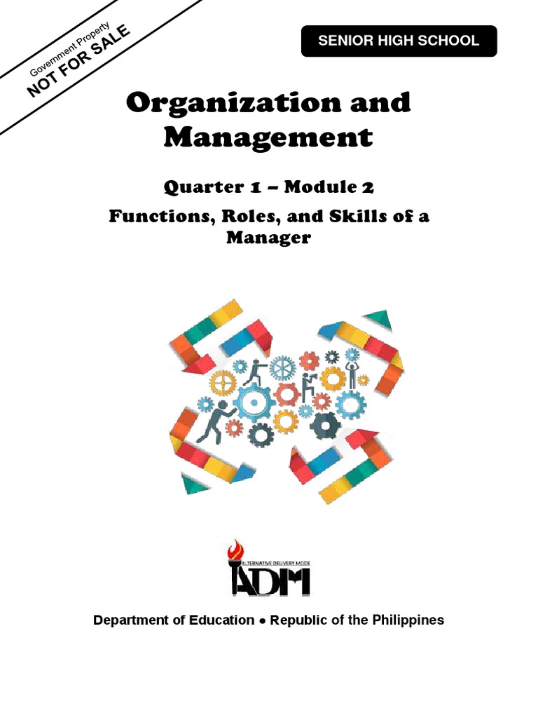 Organization and Management: Quarter 1 - Module 2 Functions, Roles, and ...