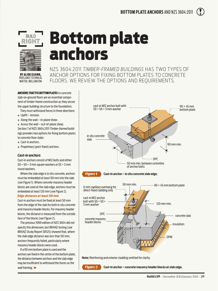 Bottom Plate Anchors in NZS 3604:2011 | PDF | Wall | Masonry