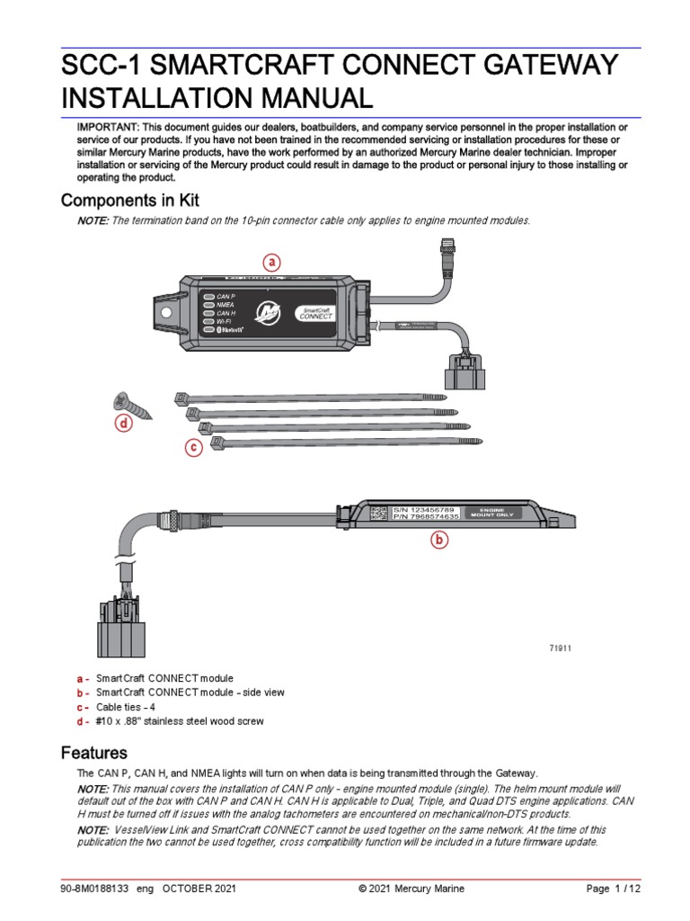 Scc-1 Smartcraft Connect Gateway Installation Manual: Components in Kit ...