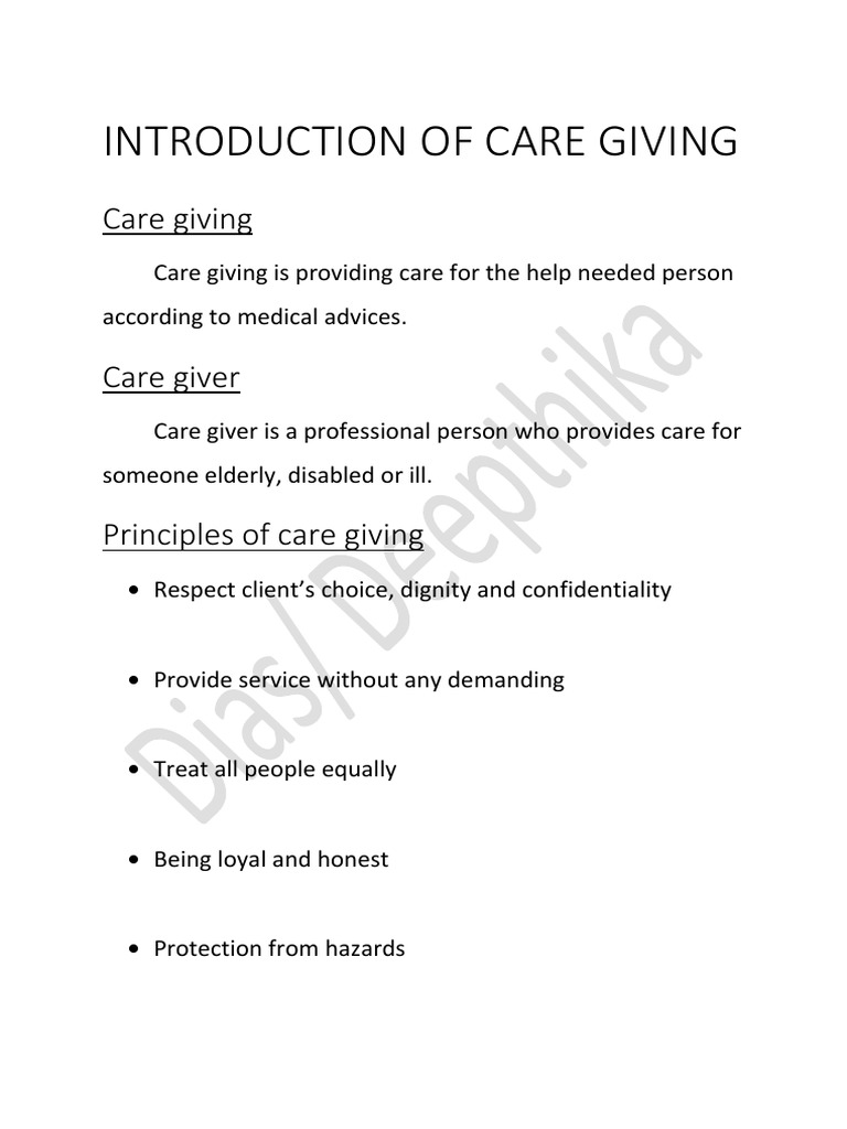 Introduction of Care Giving | PDF | Caregiver | Health Care