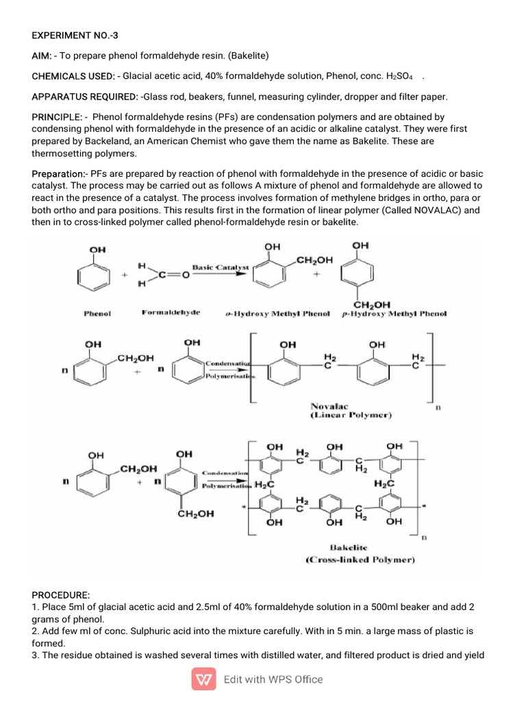 Bakelite Preparation | PDF | Materials