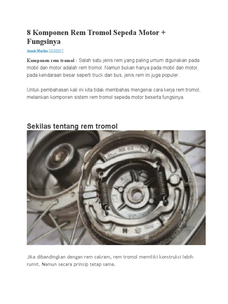 Komponen Rem Tromol Sepeda Motor | PDF