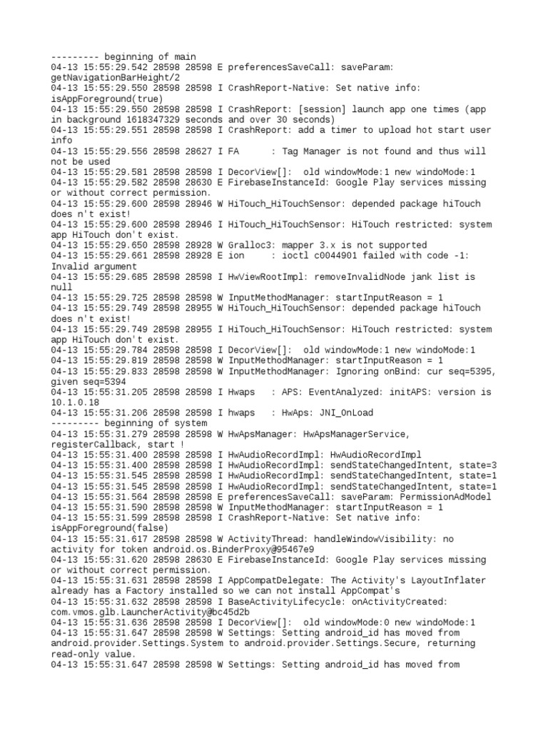 Log | PDF | Android (Operating System) | Operating System Technology