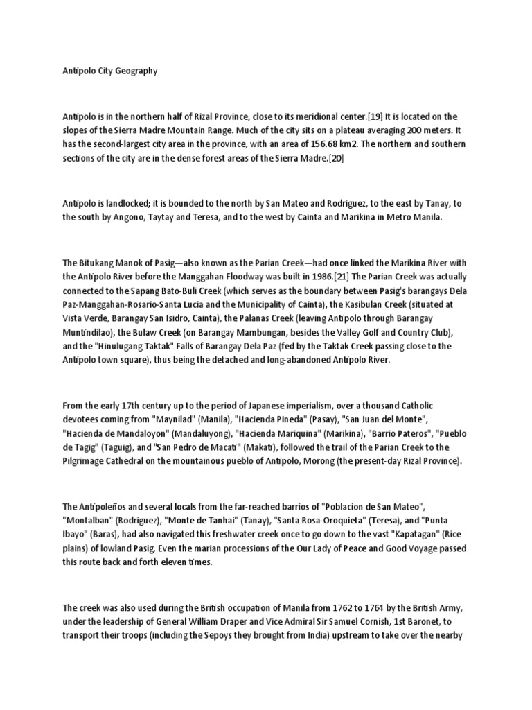 Antipolo City Geography | PDF