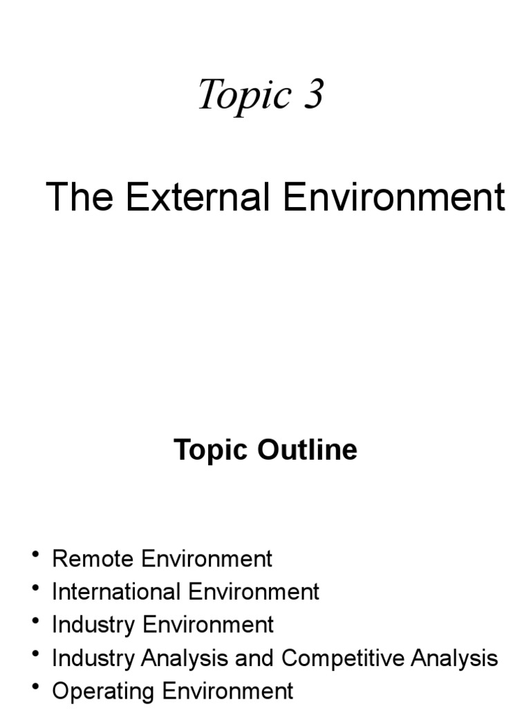 Topic 3: The External Environment | PDF | Market Segmentation | Competition