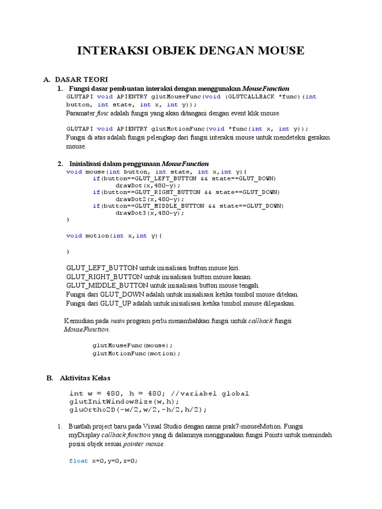 Materi 7 - Interaksi Dengan Mouse | PDF | Teknologi & Rekayasa