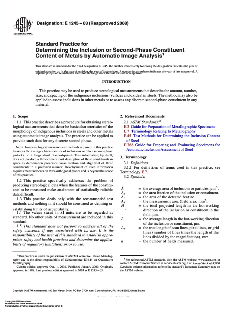 Astm E1245-2003-R-2008 | PDF | Materials | Chemistry
