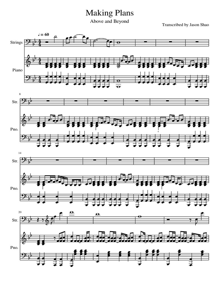 Above and Beyond - Making Plans (Sheet Music by Jason Shao) | PDF ...