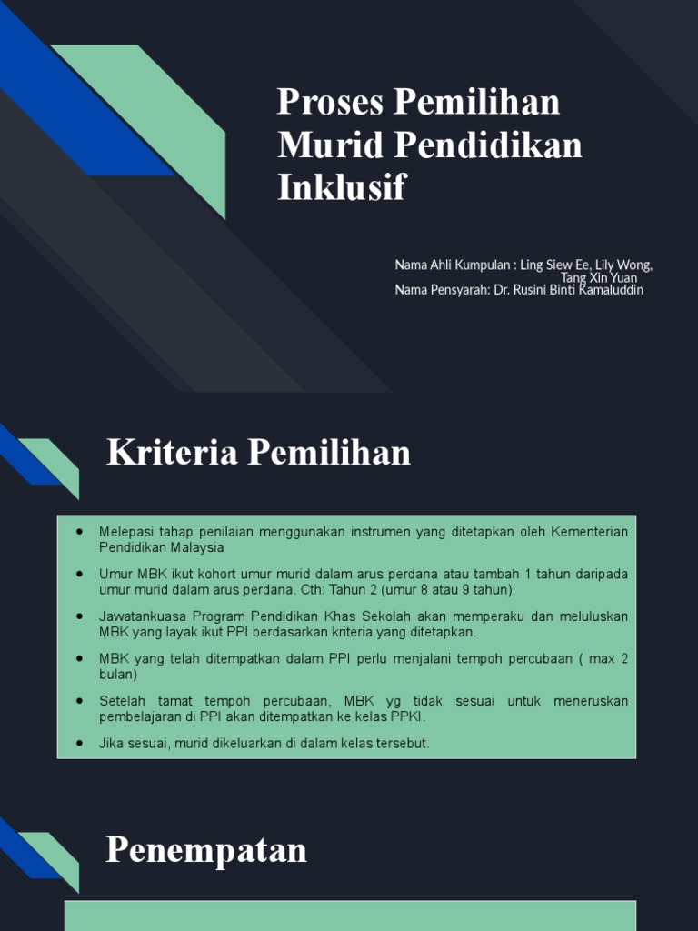 Proses Pemilihan Murid Pendidikan Inklusif | PDF