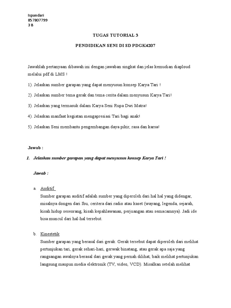 TT 3 Pendidikan Seni Di SD | PDF | Seni