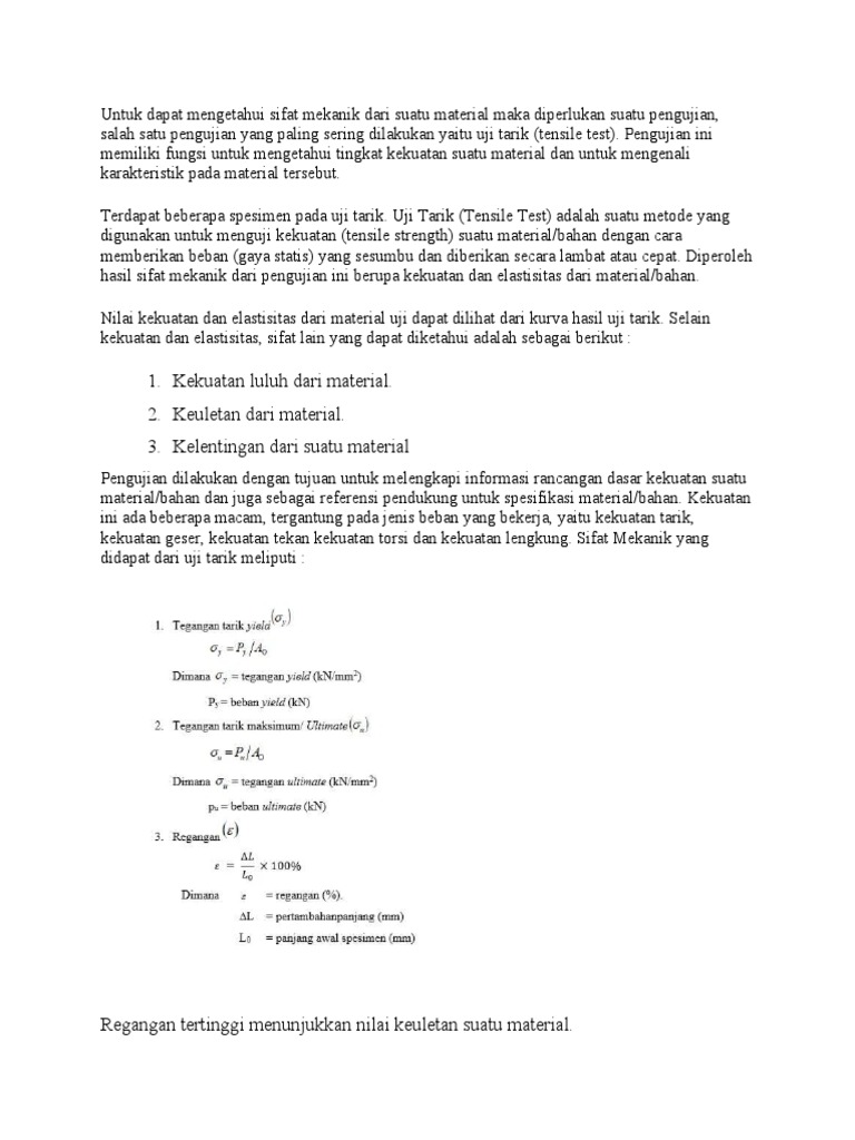 Pengujian Tarik | PDF