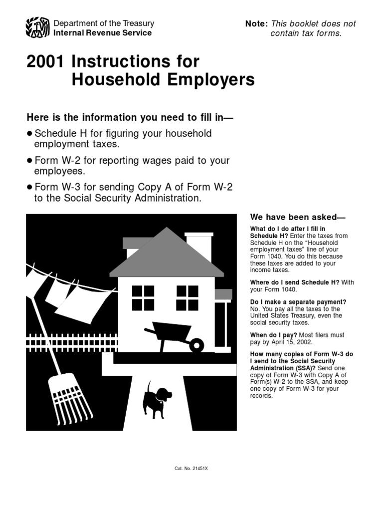 2001 Instructions For Household Employers: Here Is The Information You ...