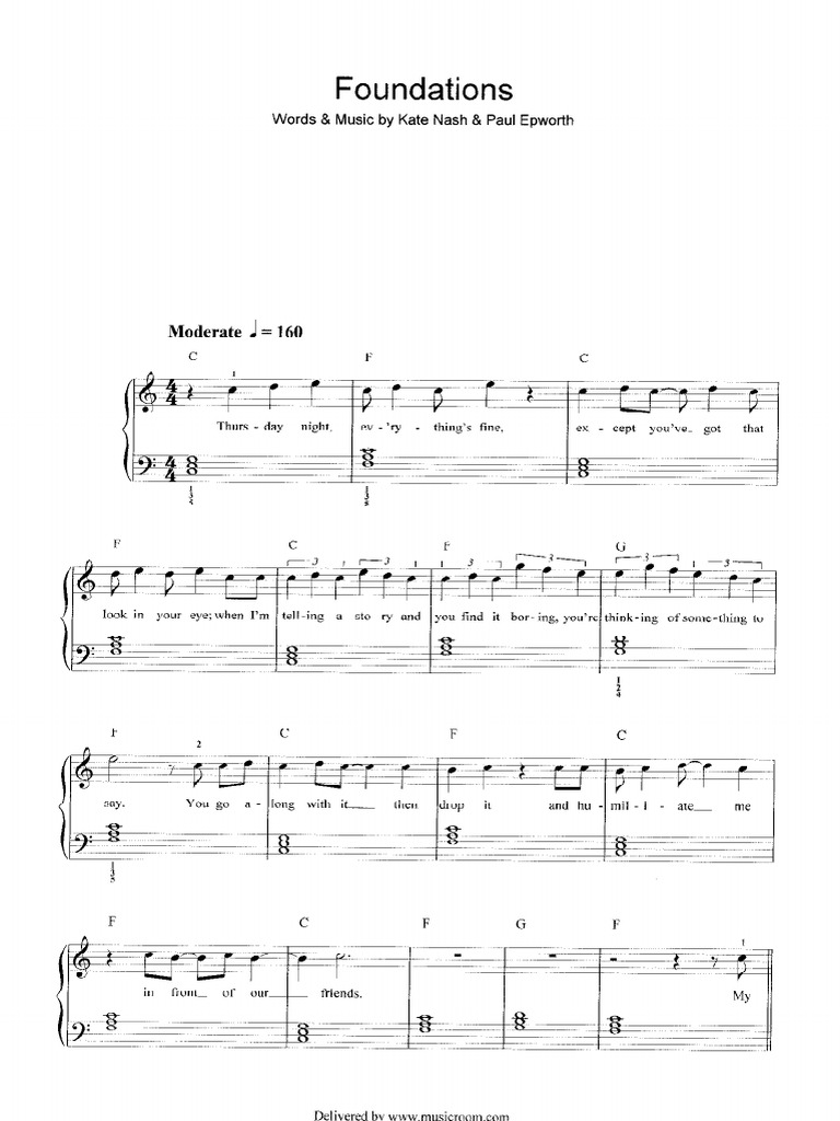 Foundation Kate Nash Sheet Music | PDF