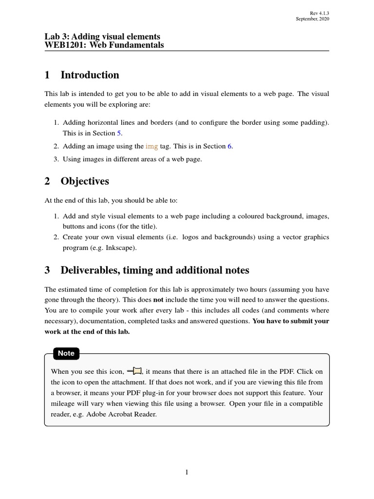 WEB1201 Lab3 Visual Elements | PDF | Hyperlink | Html Element