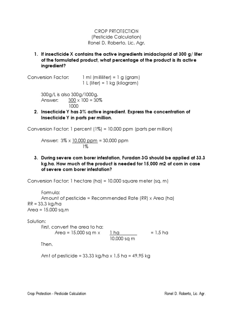 Calculating Pesticide Application Rates, Amounts Needed, and Costs for ...
