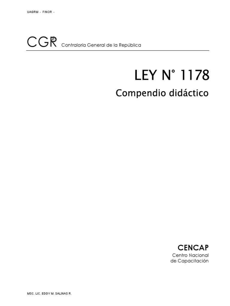 Compendio Didáctico Ley 1178 CGR | PDF | Gobierno local | Estado (política)