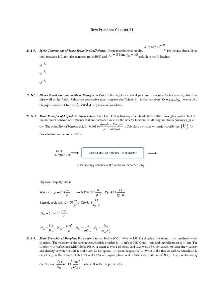 Mass Transfer Coefficients Calculations | PDF | Solubility | Water