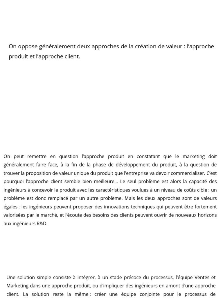 Approche Produit VS Approche Client | PDF