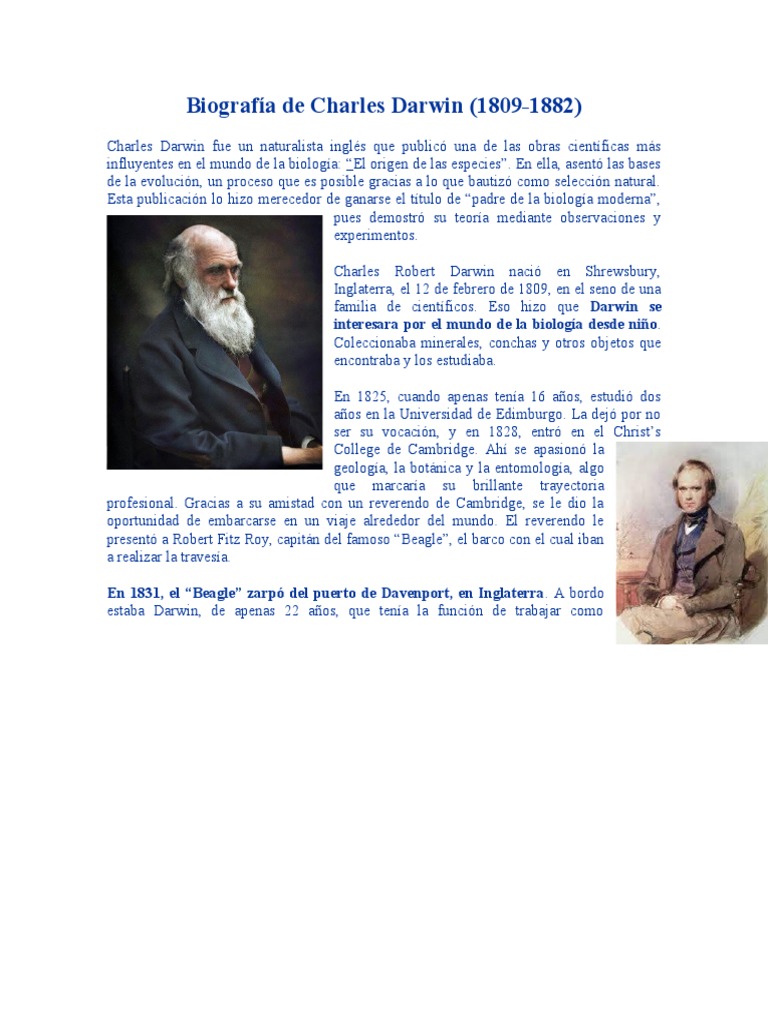 Biografía de Charles Darwin | PDF | Charles Darwin | En el origen de las especies