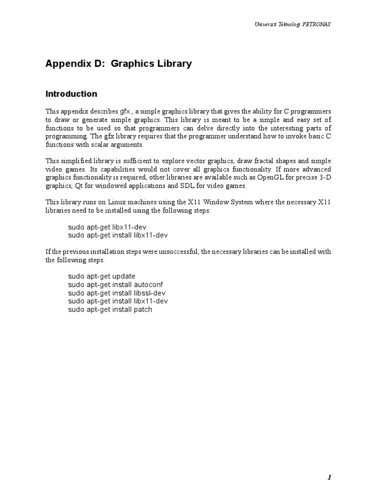Appendix D: Graphics Library: Universiti Teknologi PETRONAS | PDF | Button (Computing) | Library ...