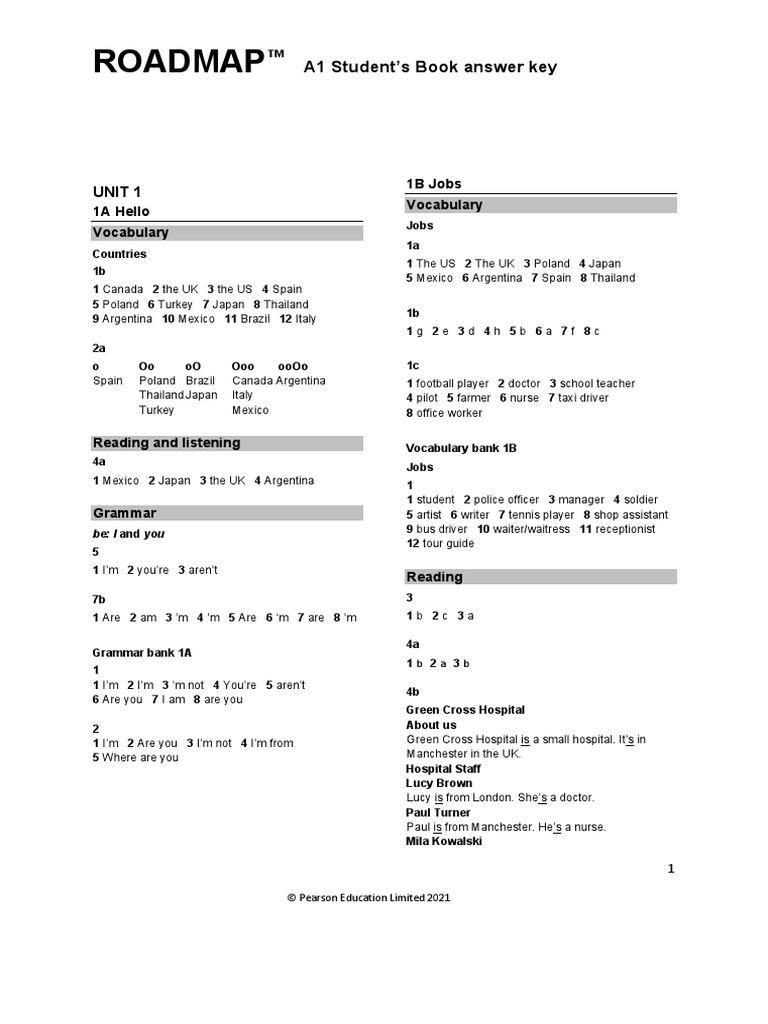 542 - 7 - Roadmap A1. Students' Book Key - 2021 | PDF | Bedroom