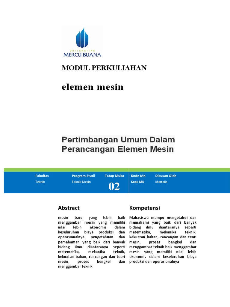 Perancangan Elemen Mesin Efisien | PDF