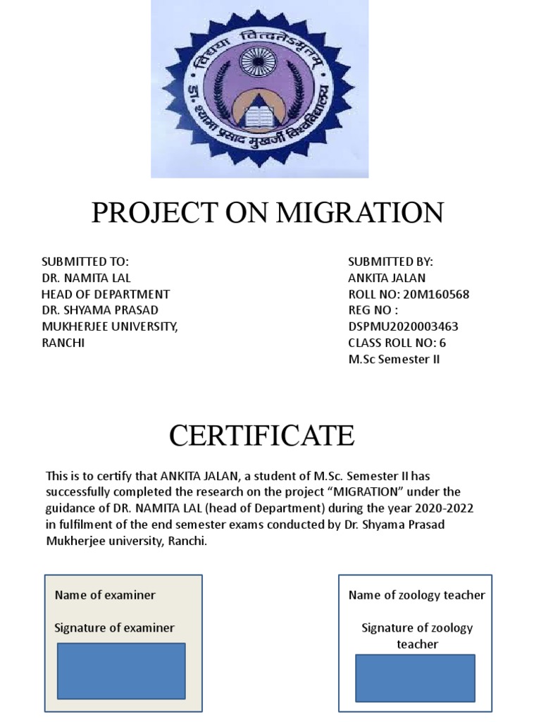Project On Migration | PDF | Bird Migration | Zoology