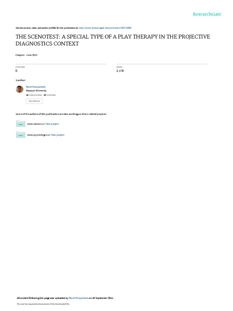 The Scenotest: A Special Type of A Play Therapy in The Projective ...