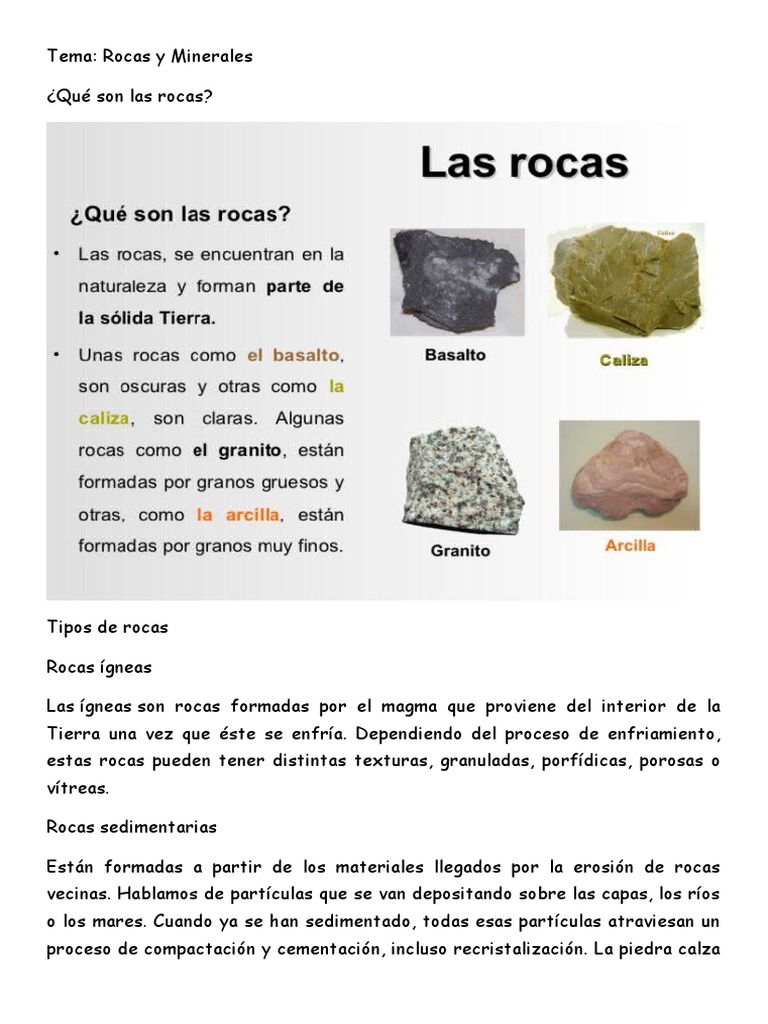 Rocas y Minerales | PDF | Roca (geología) | Minerales