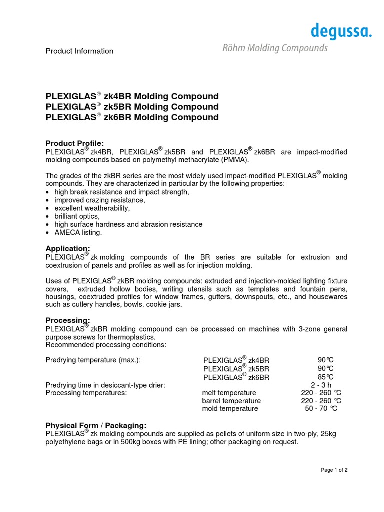 Pmma - PLZLXBR Plexiglas | PDF | Poly(Methyl Methacrylate) | Materials